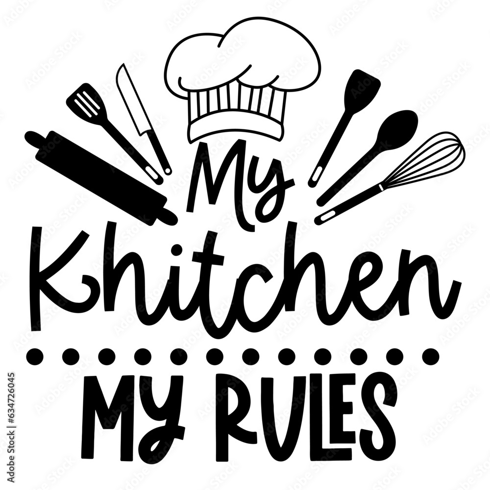 Kitchen Hand drawn typography poster. Conceptual handwritten phrase ...