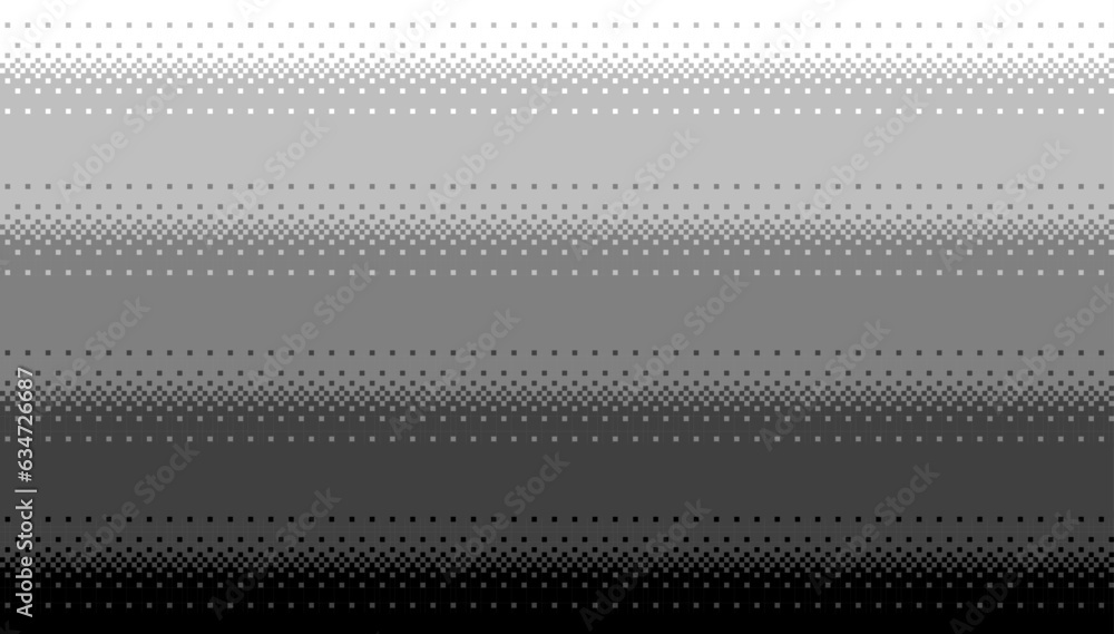 Black To White Gradient Seamless Background In Pixel Art Style 8 Bit Dithering Backdrop Vector