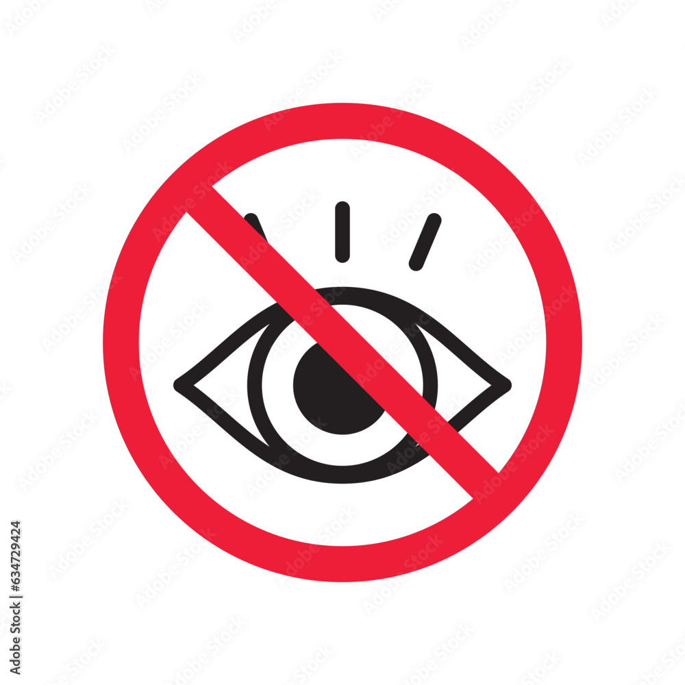 Vetor de Forbidden eye vector icon. Warning, caution, attention ...