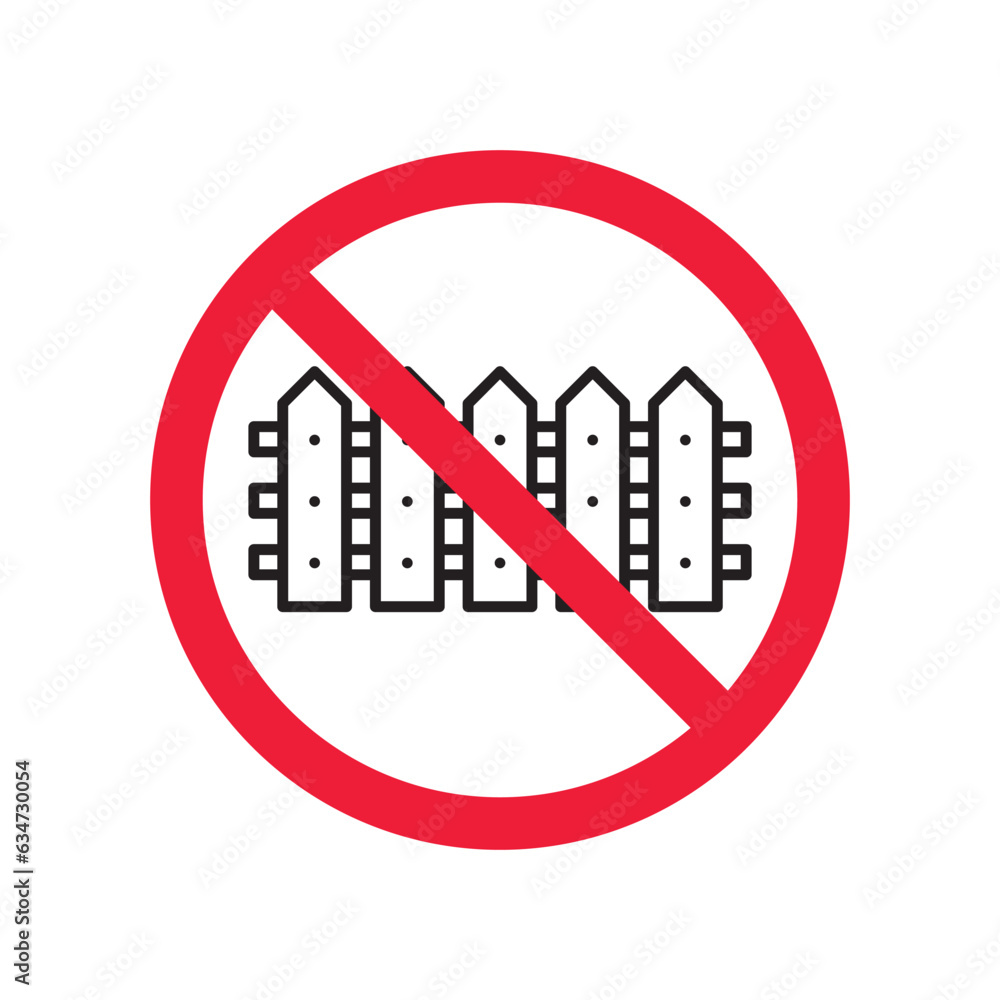 Forbidden fence vector icon. Warning, caution, attention, restriction ...