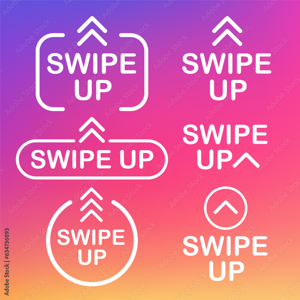 Swipe up arrows up colorful gradient buttons. Swipe up. Social media concept. Arrow up buttons ...
