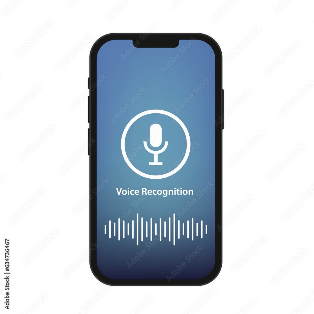 Voice recorder app smartphone interface vector template. Mobile utility ...