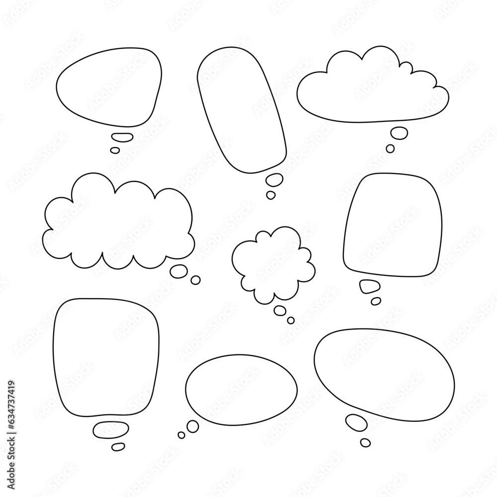 Vetor de Speech bubble. Coloring Page. Think talking decorative objects ...