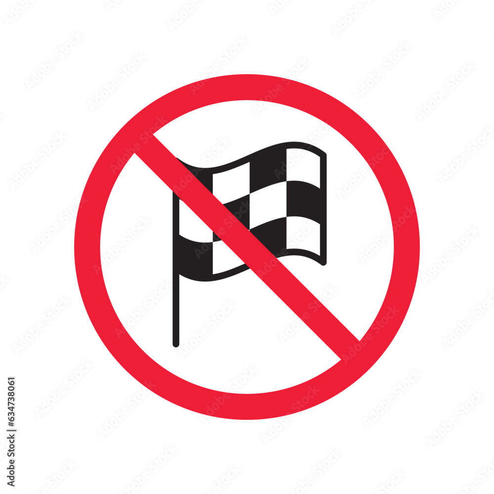 Forbidden formula 1 flag vector icon. Warning, caution, attention ...