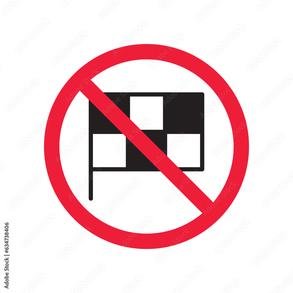 Forbidden formula 1 flag vector icon. Warning, caution, attention ...