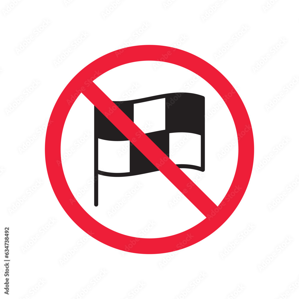 Forbidden formula 1 flag vector icon. Warning, caution, attention ...
