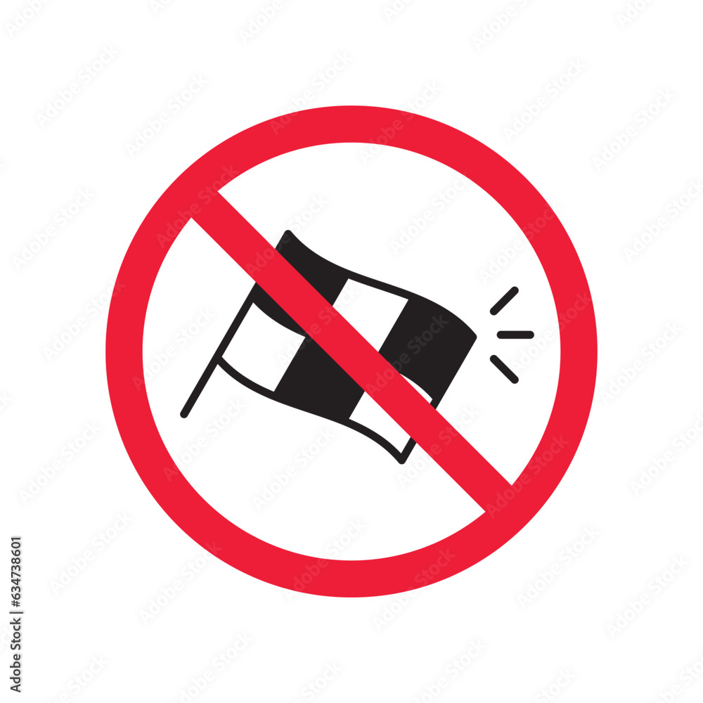 Forbidden formula 1 flag vector icon. Warning, caution, attention ...