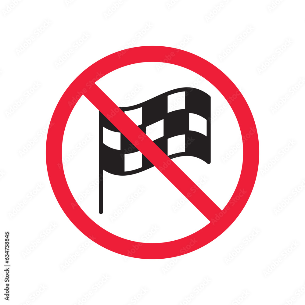 Forbidden formula 1 flag vector icon. Warning, caution, attention ...