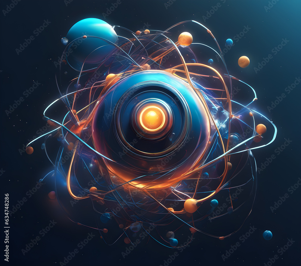 3d Design images that depict the fundamental components of an atom ...