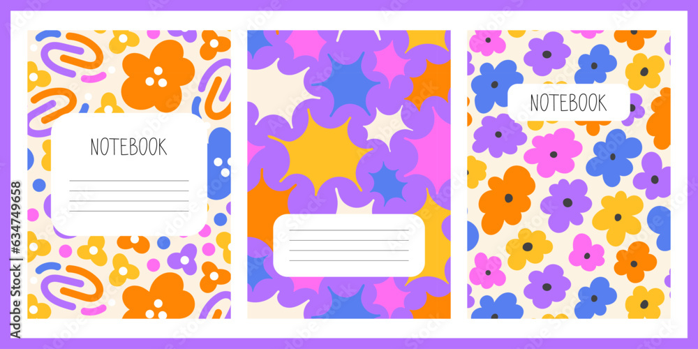 Set of colorful cover page templates for print products, stationery ...