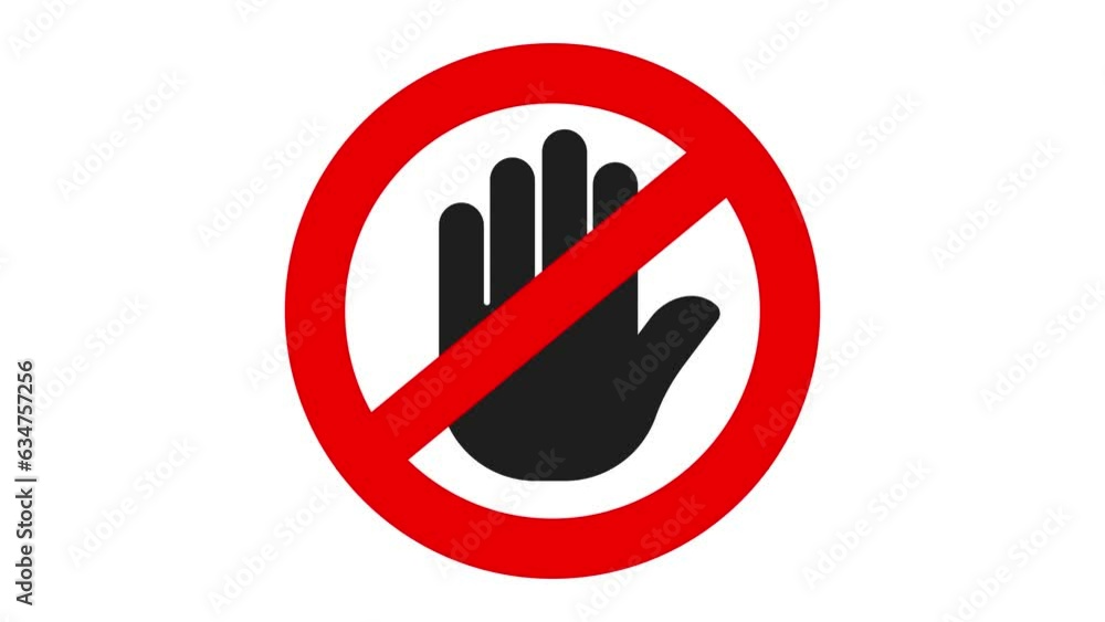 No Hand Sign animation on white background. Stop Hand animated with ...