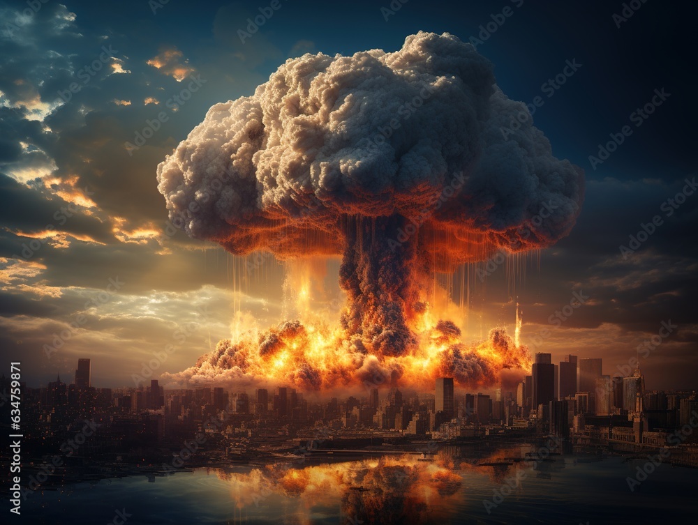 Foto de Explosion of nuclear bomb in the city. end of world ...