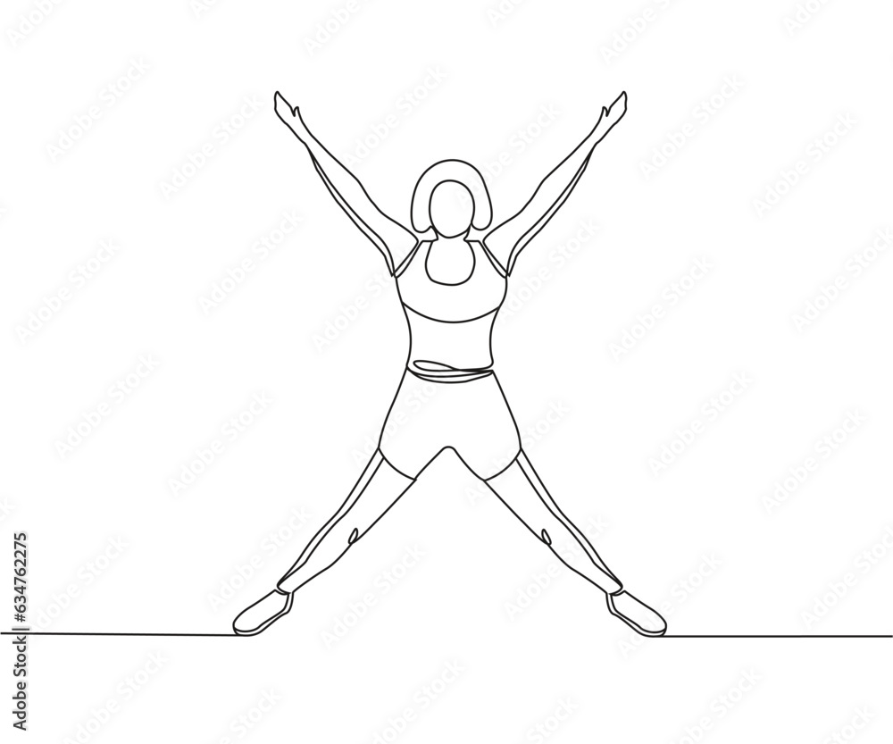star jump Line Drawing, star jump one line art, star jump exercise ...