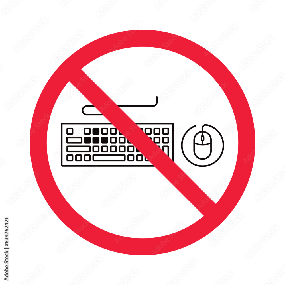 Vecteur Stock Forbidden keyboard vector icon. Warning, caution ...