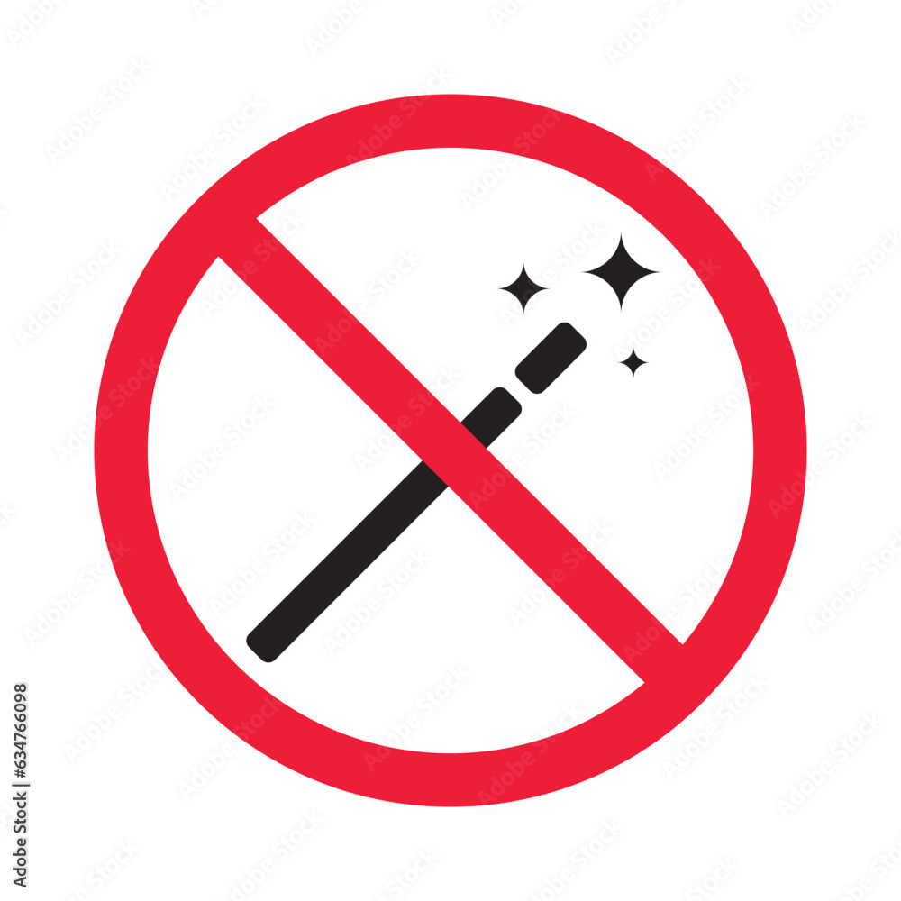 Forbidden magic wand vector icon. Warning, caution, attention ...