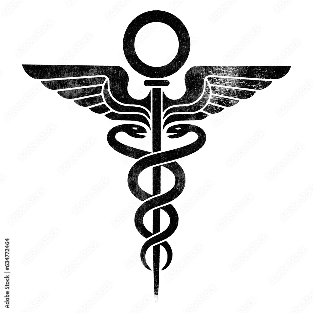 Caduceus medical symbol stamp with distressed grunge texture isolated ...