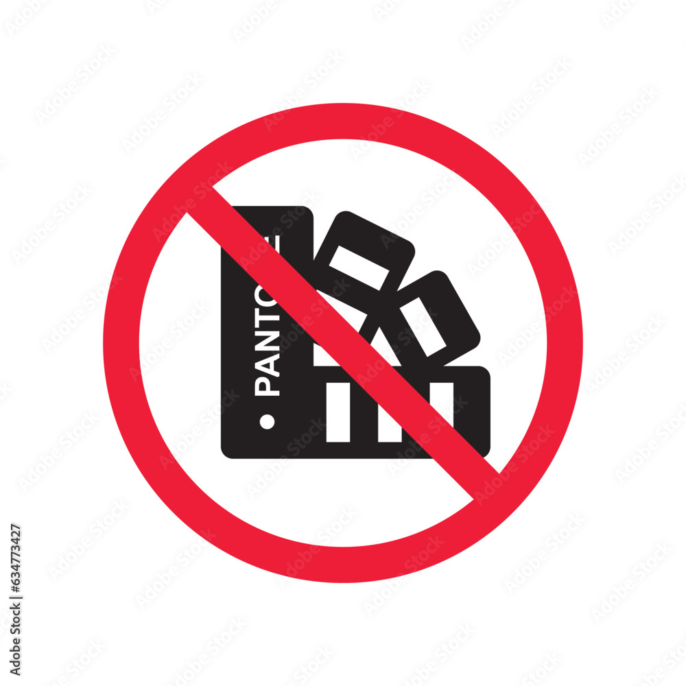 Forbidden pantone vector icon. Warning, caution, attention, restriction ...