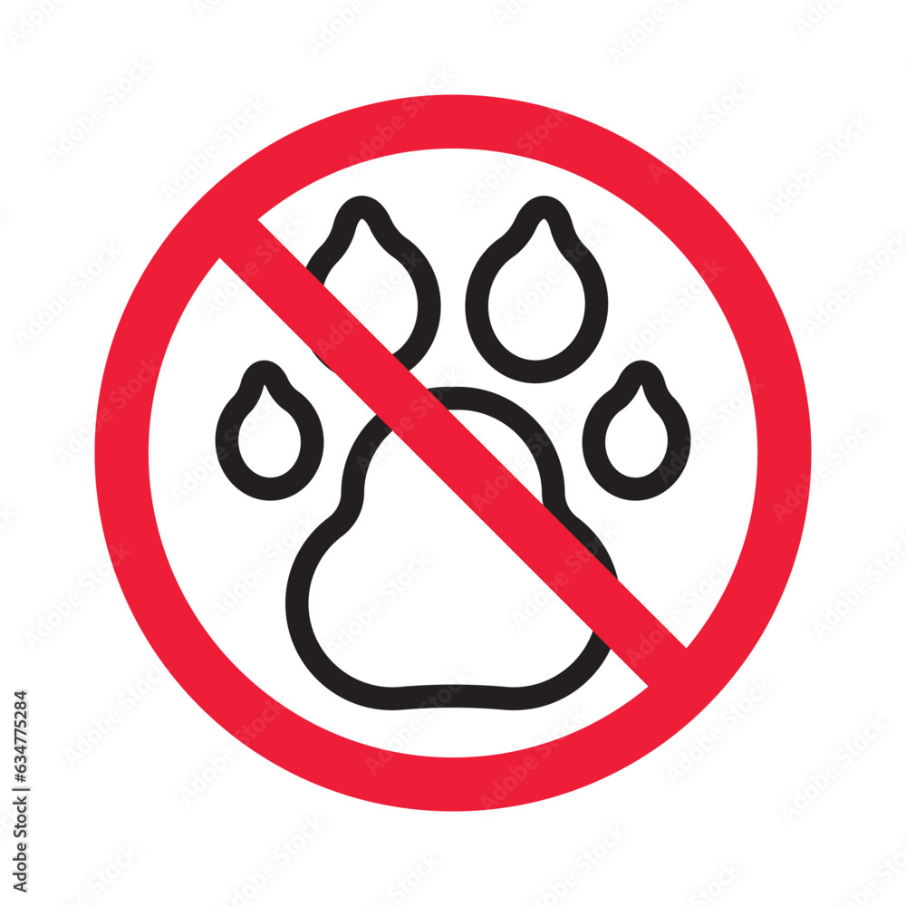 Forbidden pet vector icon. Warning, caution, attention, restriction ...