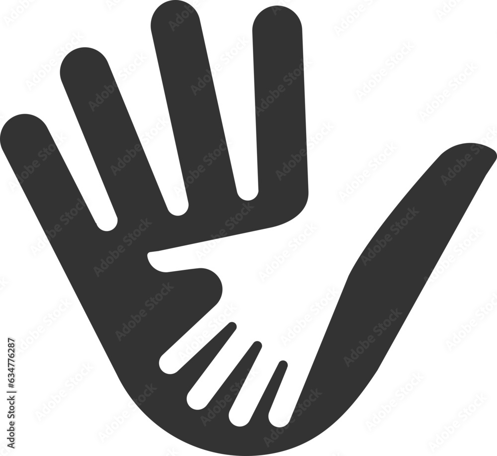 Helping hands symbol. Parent and child sign. Kids help and care icon ...