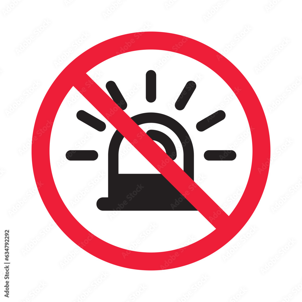 Prohibited siren vector icon. No police icon. Forbidden siren light ...