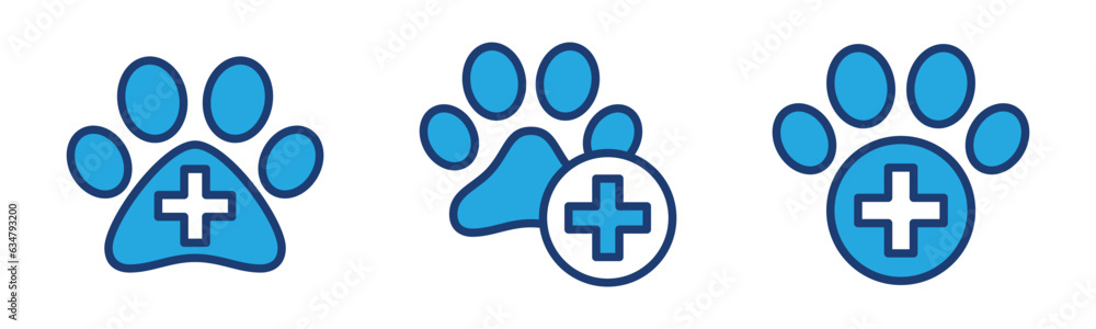 Animal and Pet hospital or clinic icons vector. Veterinary hospital ...