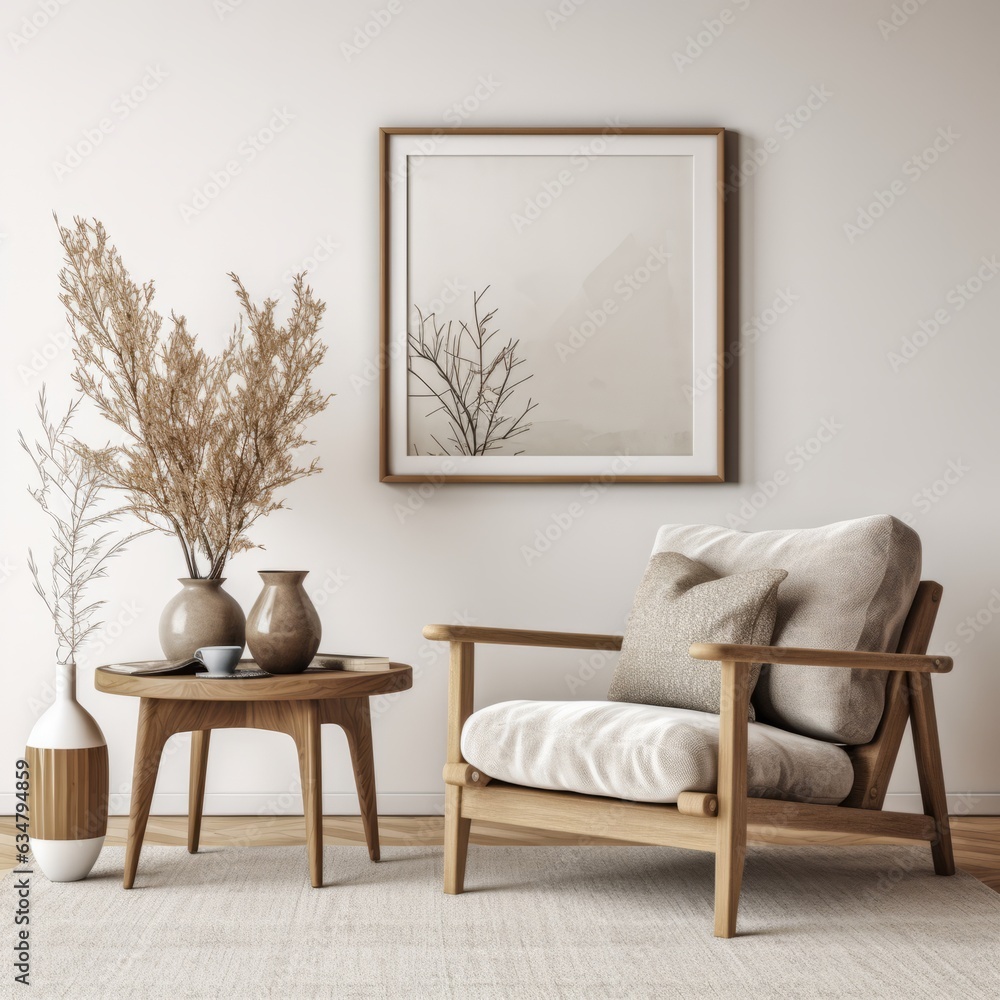 beautiful interior design furniture with mockup poster artwork with ...