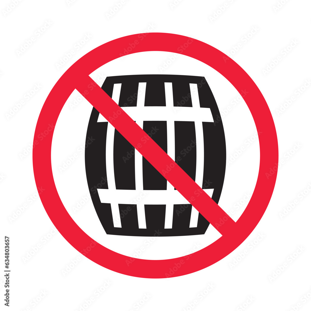 Vecteur Stock Prohibited wooden barrel vector icon. No barrel icon ...