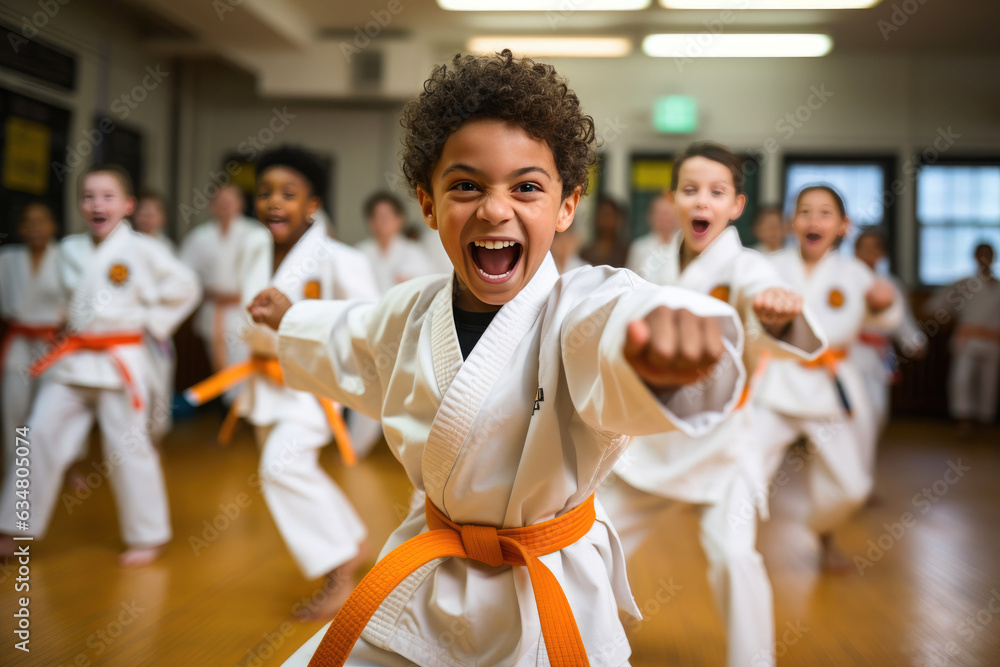 Karate Dojo Alive with Fierce Strikes and Resonant Kiais Stock Photo ...