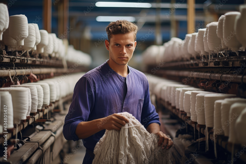 Worker In The Background Textile Factory. Working Conditions, Impact Of ...
