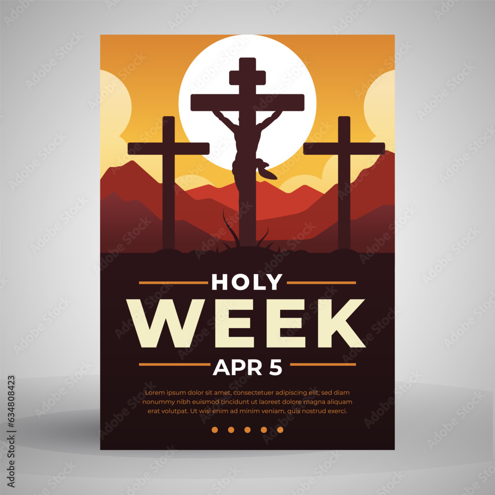 Holi week preview christian religious church flyer poster design with ...
