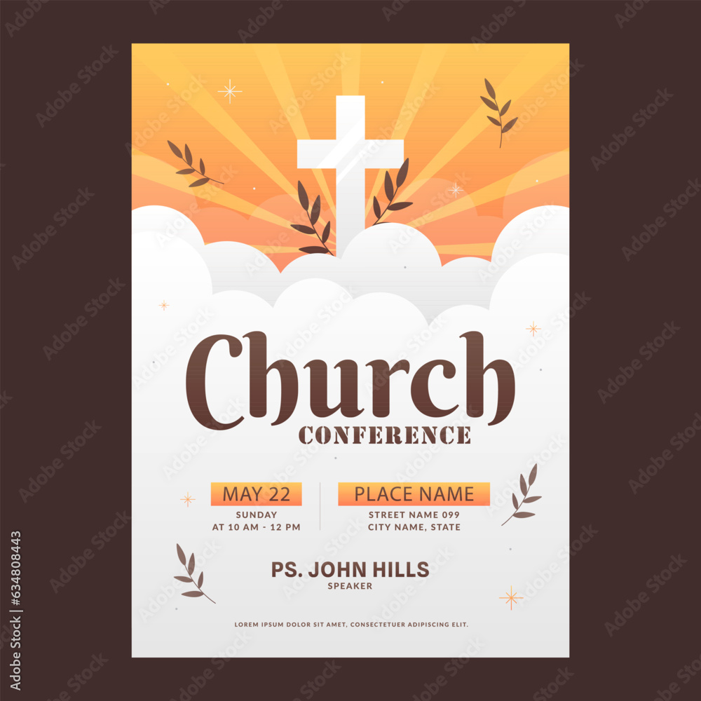 Christian church conference flyer design template, Christian Event ...