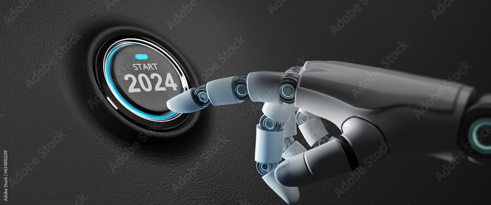 Fotografia do Stock: Using AI for year 2024,Startup with one click,2024 ... Fotografia do Stock: Using AI for year 2024,Startup with one click,2024 ...