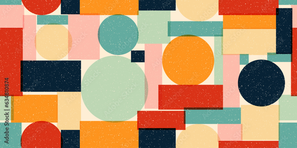 Seamless geometric pattern with risograph effect. Trendy riso graph ...