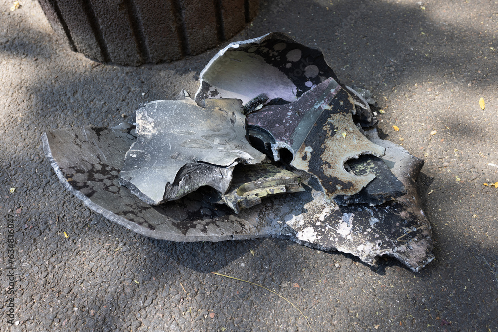 Wreckage of rockets after being shot down during the war between ...