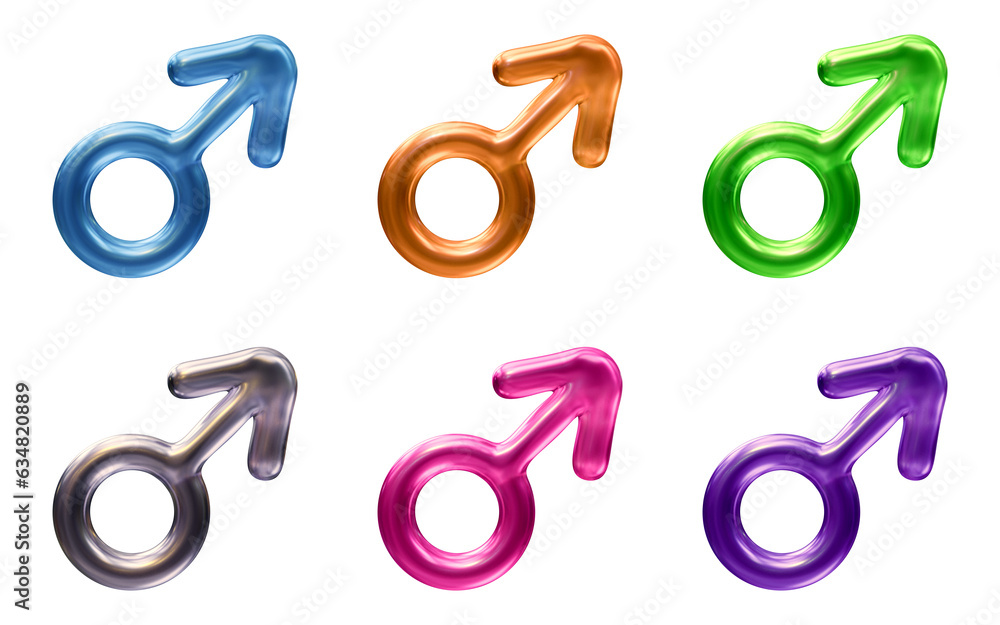 Set of male symbol icon in 3d rendering isolated on transparent ...