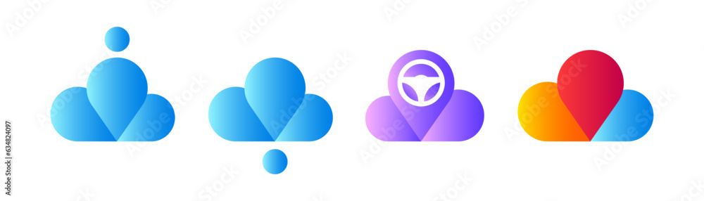 cloud icon pack set - elegant stylish cloud logo. digital service logo. business technology ...