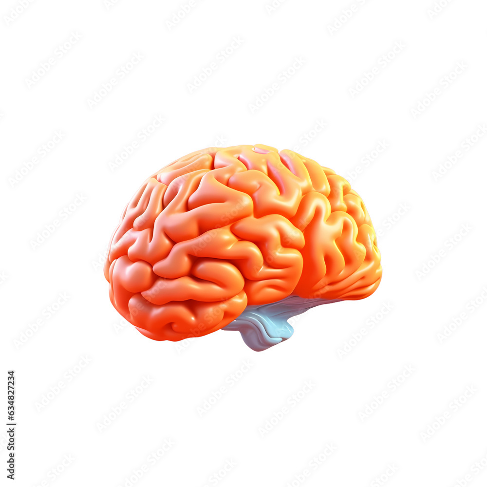 orange brain isolated on transparent or white background, PNG Stock ...