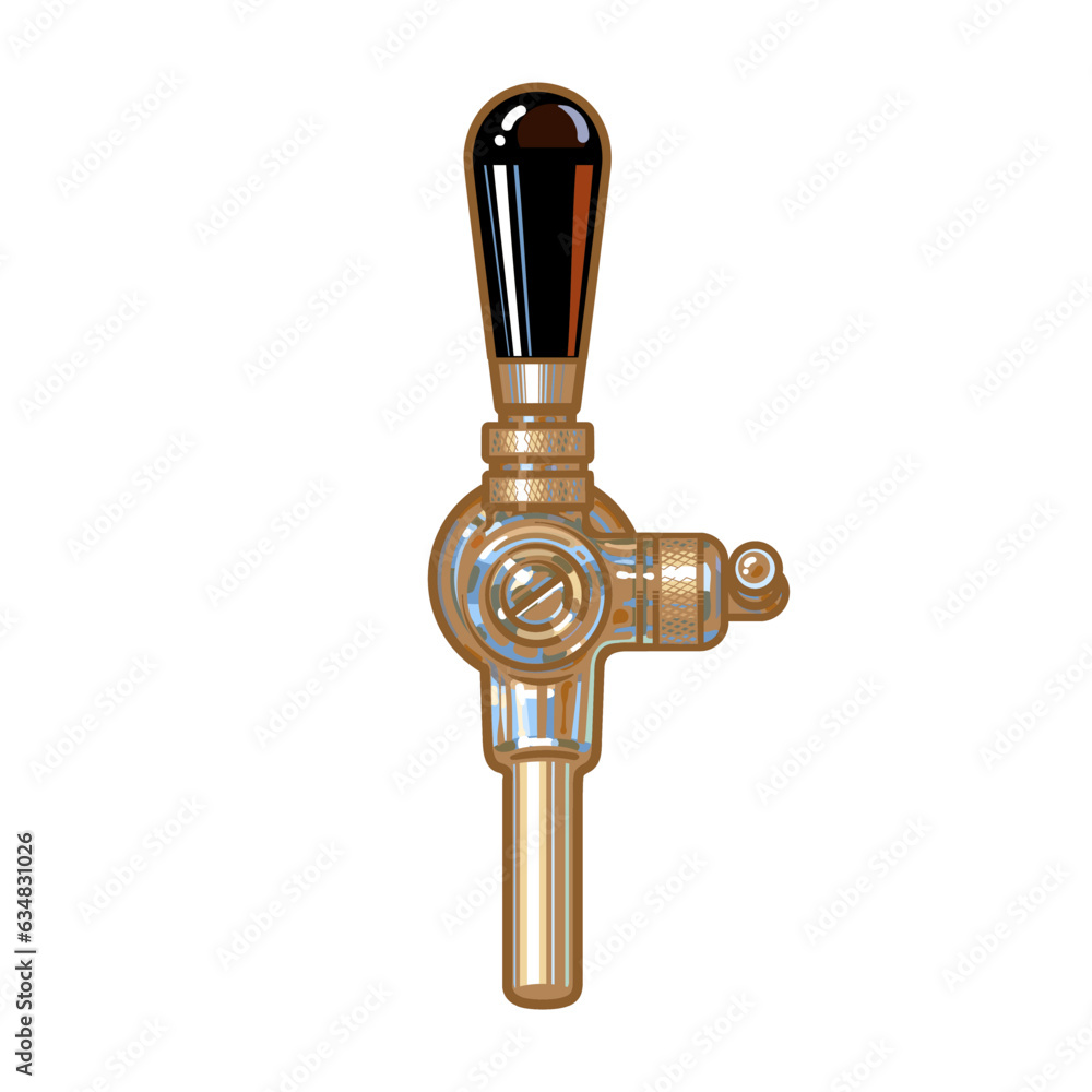 Beer tap front view. Hand drawn vector illustration isolated on white ...