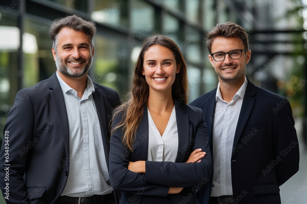 Trio of Accomplished Corporate Leaders Posing with Hands in Pockets. AI ...