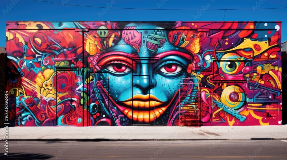 Vibrant colors come alive in this street art mural, expressing the ...