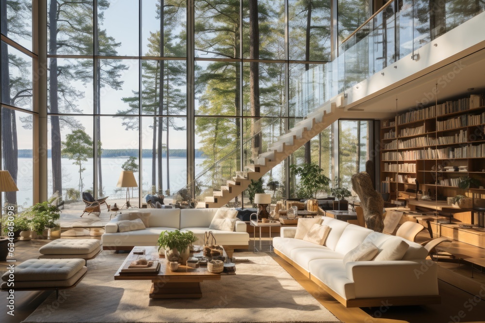 A grand entrance unfolds as a double-height glass wall offers a ...