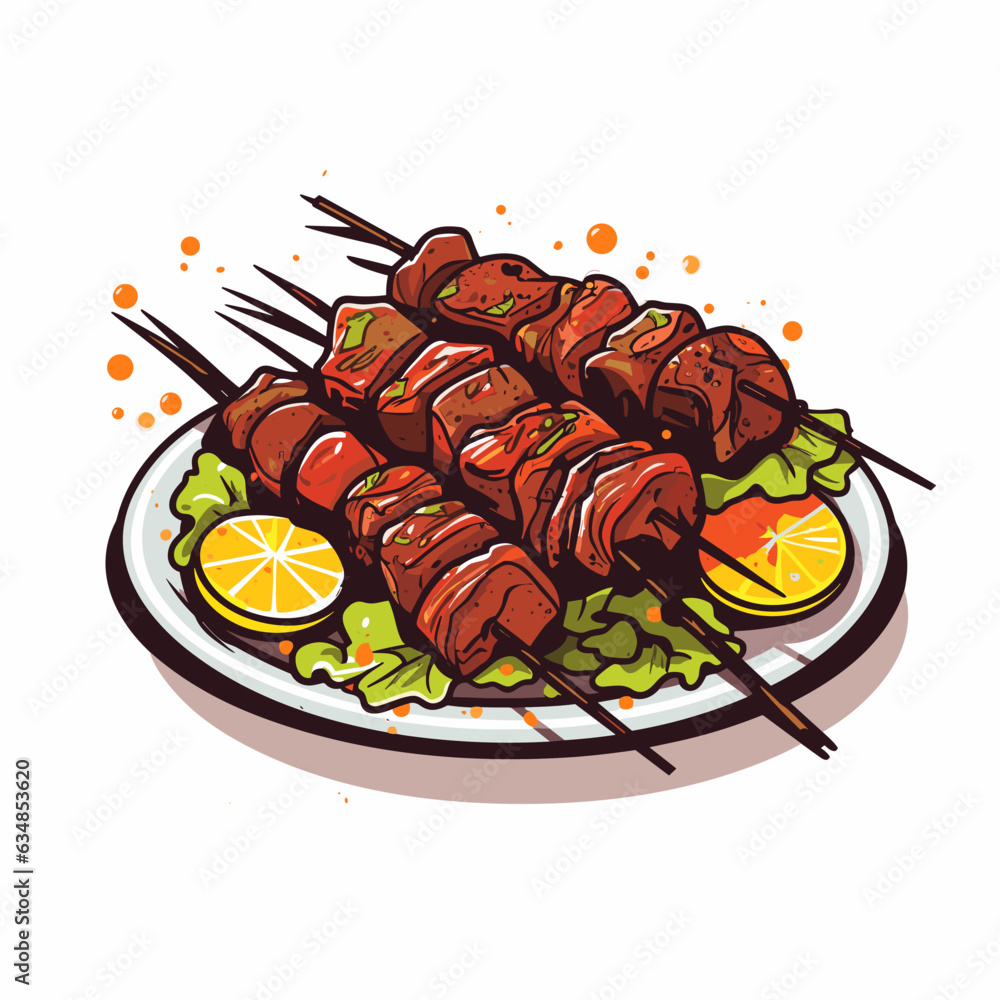 Vector shashlik isolated on white background, shashlik logo, shashlik ...