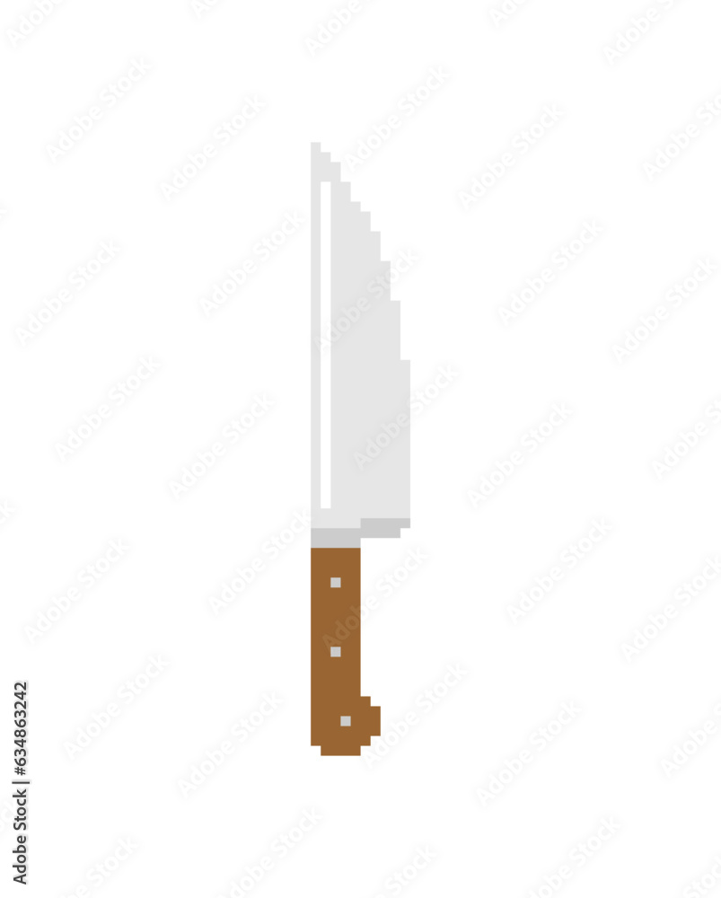 Kitchen knife pixel art, 8 bit kitchen utensils sign. pixelated Dishes ...
