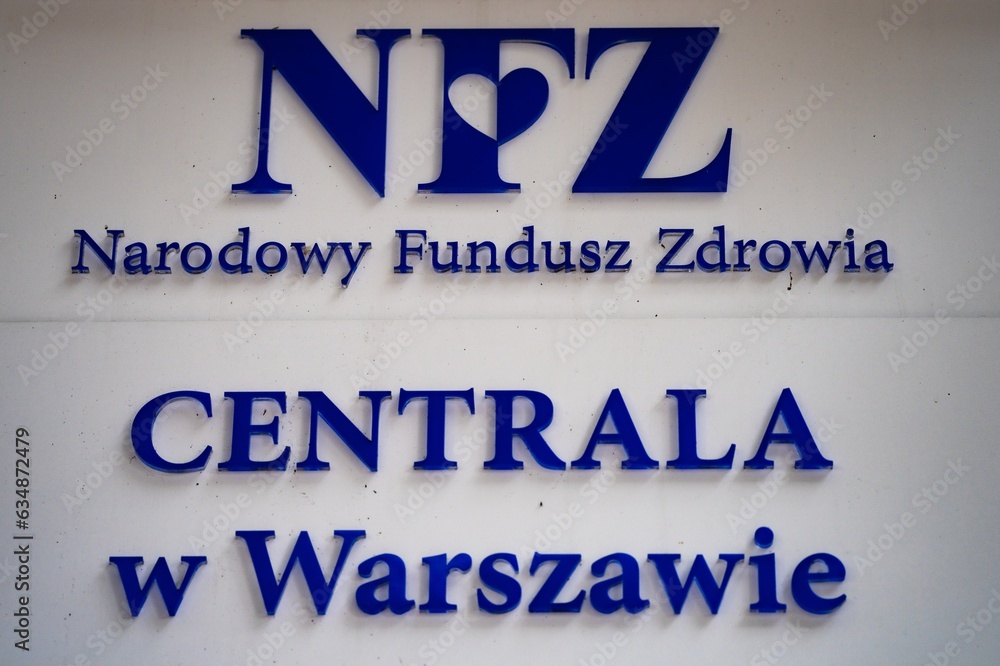 Warszawa, Mazowsze, Polska, 06 sierpień 2023 , ,NFZ Narodowy Fundusz ...