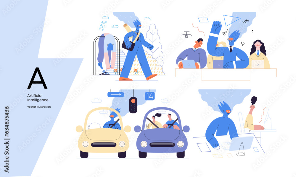 Artificial intelligence, modern flat vector concept illustrations of AI ...