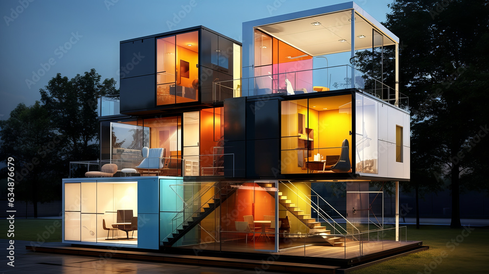 futuristic luxury apartment building modular housing building ...