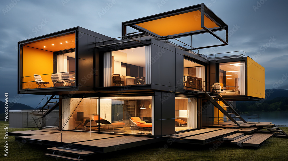 futuristic luxury apartment building modular housing building ...