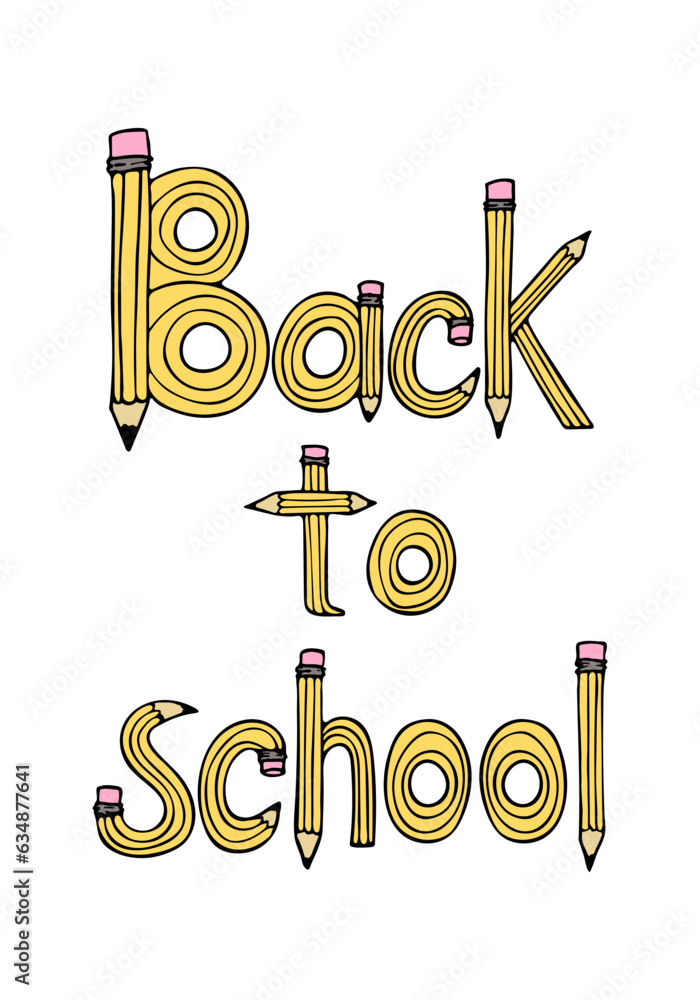 Back to School lettering banner in cartoon style. Pencil letters. Blank ...