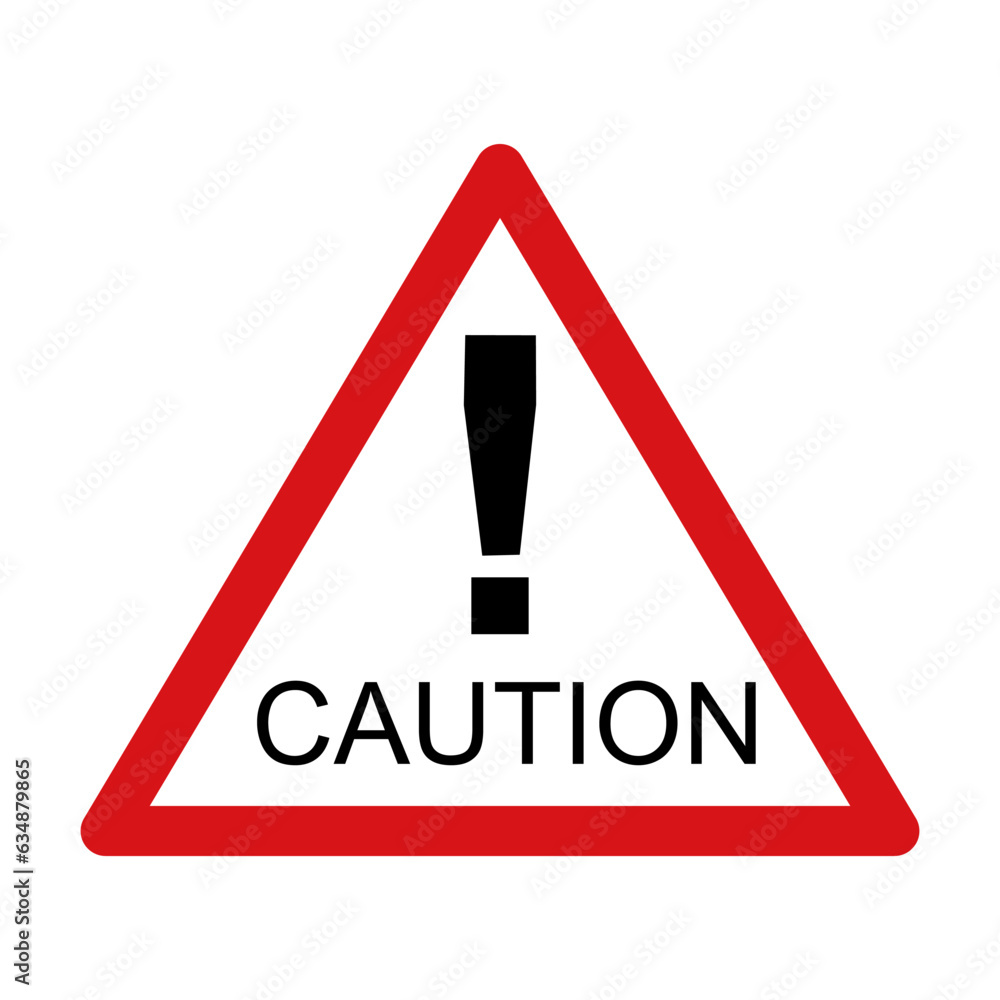 Road triangle caution sign vector isolated, safety sign on white ...