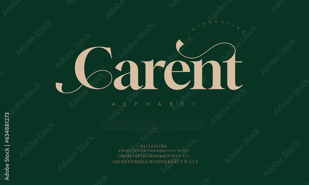 Carent premium luxury elegant alphabet letters and numbers. Elegant ...